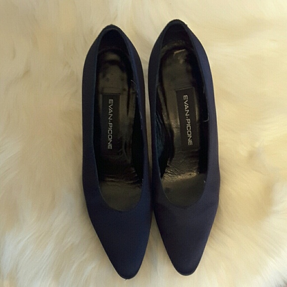 Evan Picone | Shoes | Evan Picone Blue Satan Heel Shoes | Poshmark